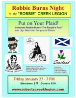 Robbie Burns Night with the Shamrockers! Jan 27-Upcoming Events